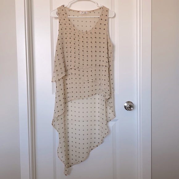 Freeway | Tops | Last Chance Freeway Cream Flowy High Low Sheer Blouse ...